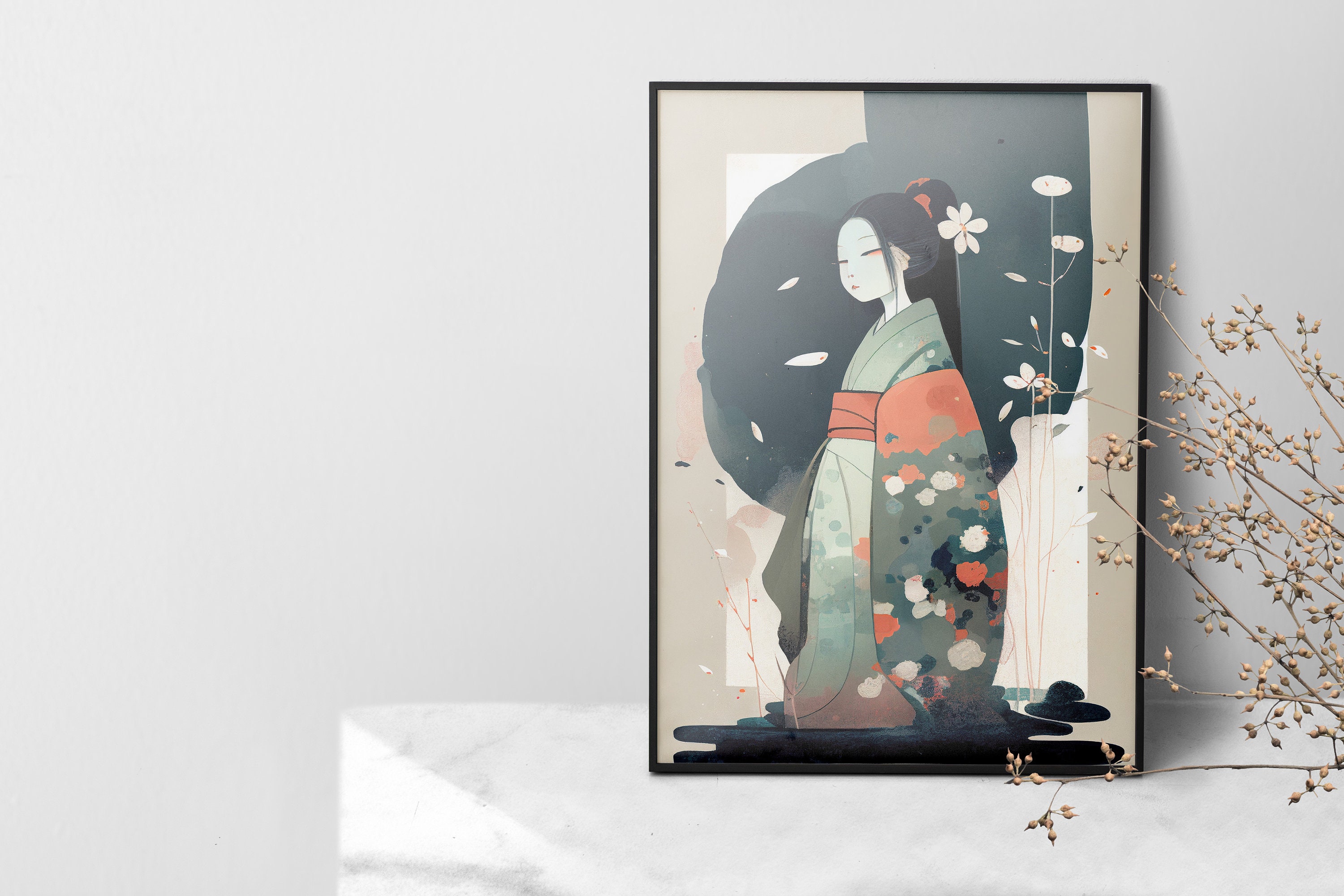 Modern Abstract Japanese Girl Portrait | Contemporary Japanese Wall Art ...
