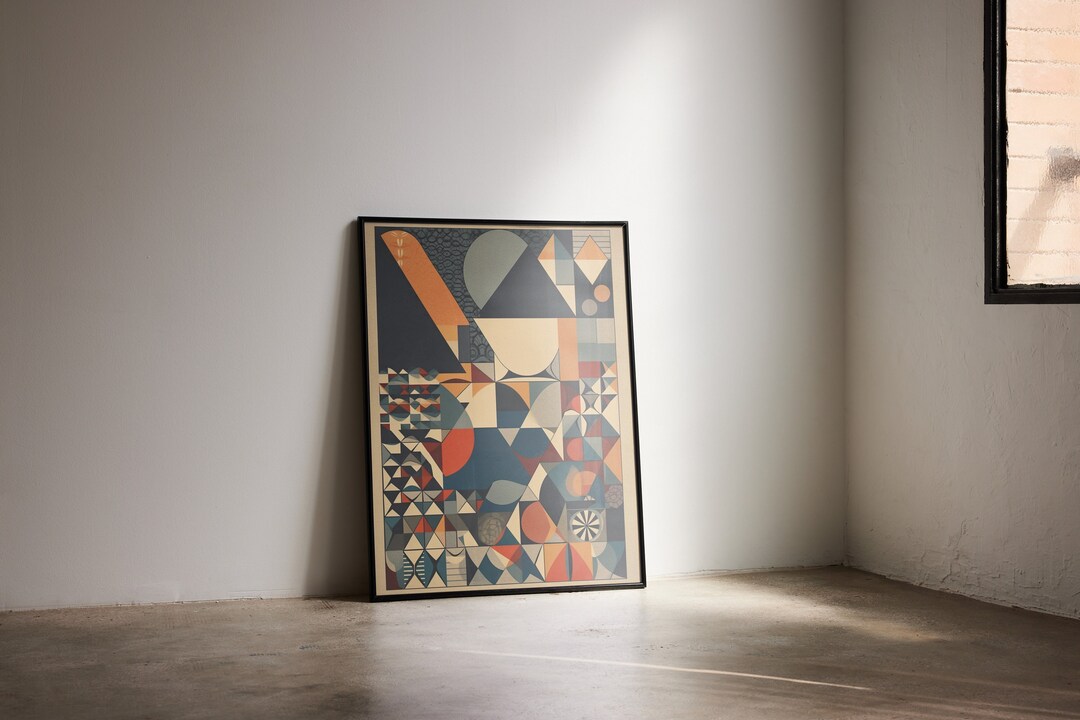 Vintage Japanese Geometric Art Print | Retro Design Wall Art | Japandi ...