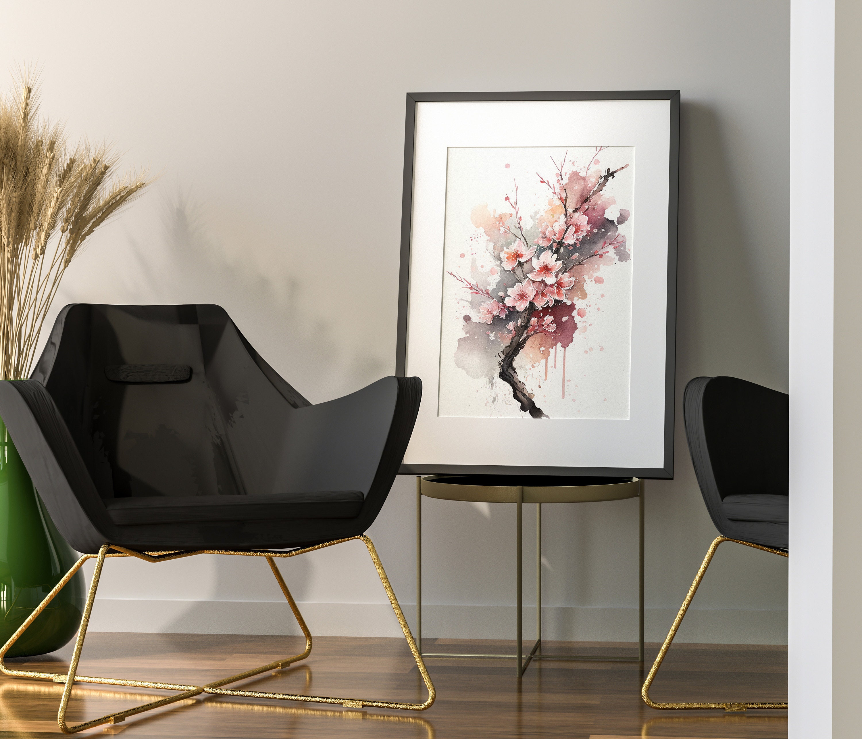 Watercolor Japanese Sakura Blossom Wall Art | Cherry Blossom Flower Art ...