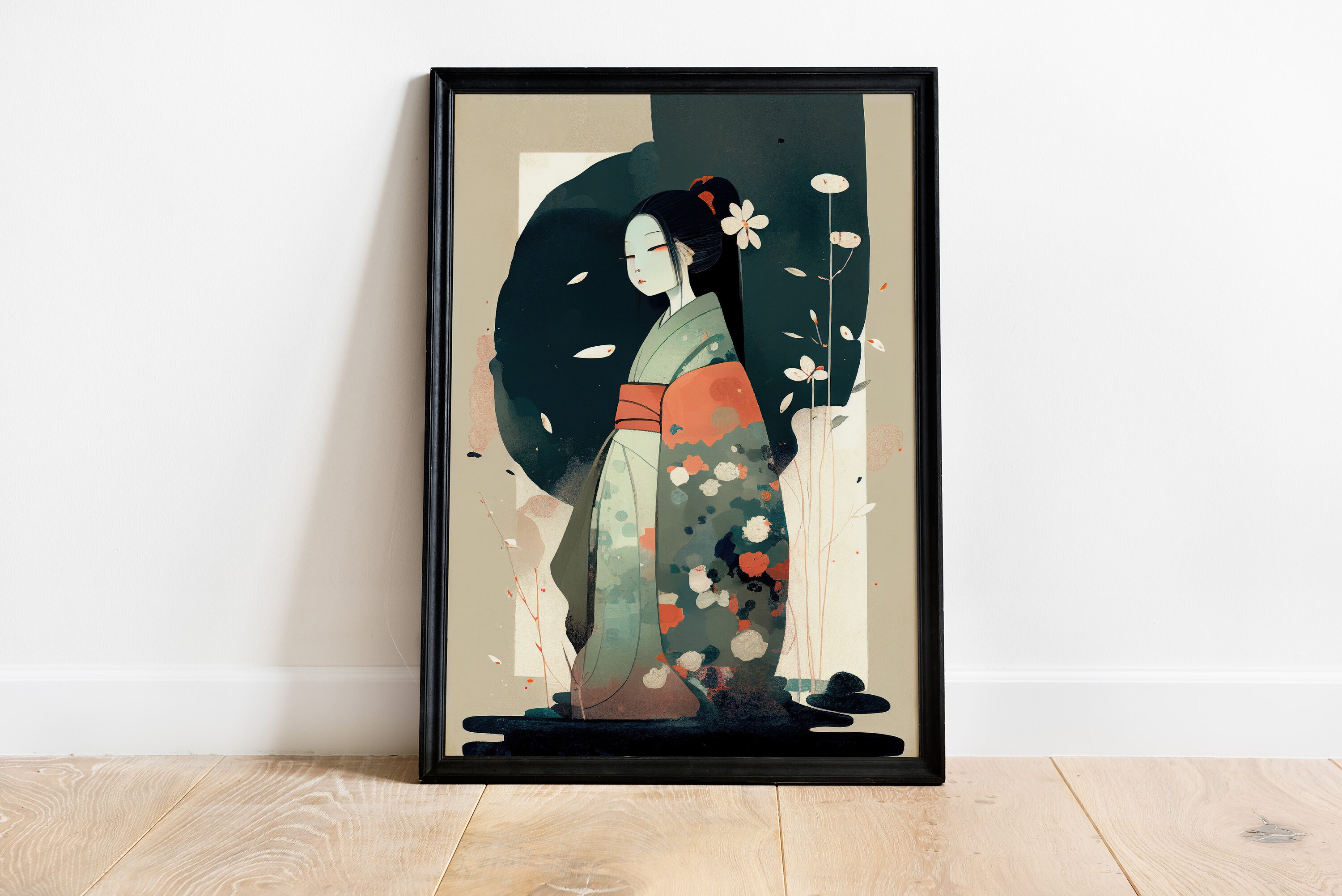 Modern Abstract Japanese Girl Portrait | Contemporary Japanese Wall Art ...