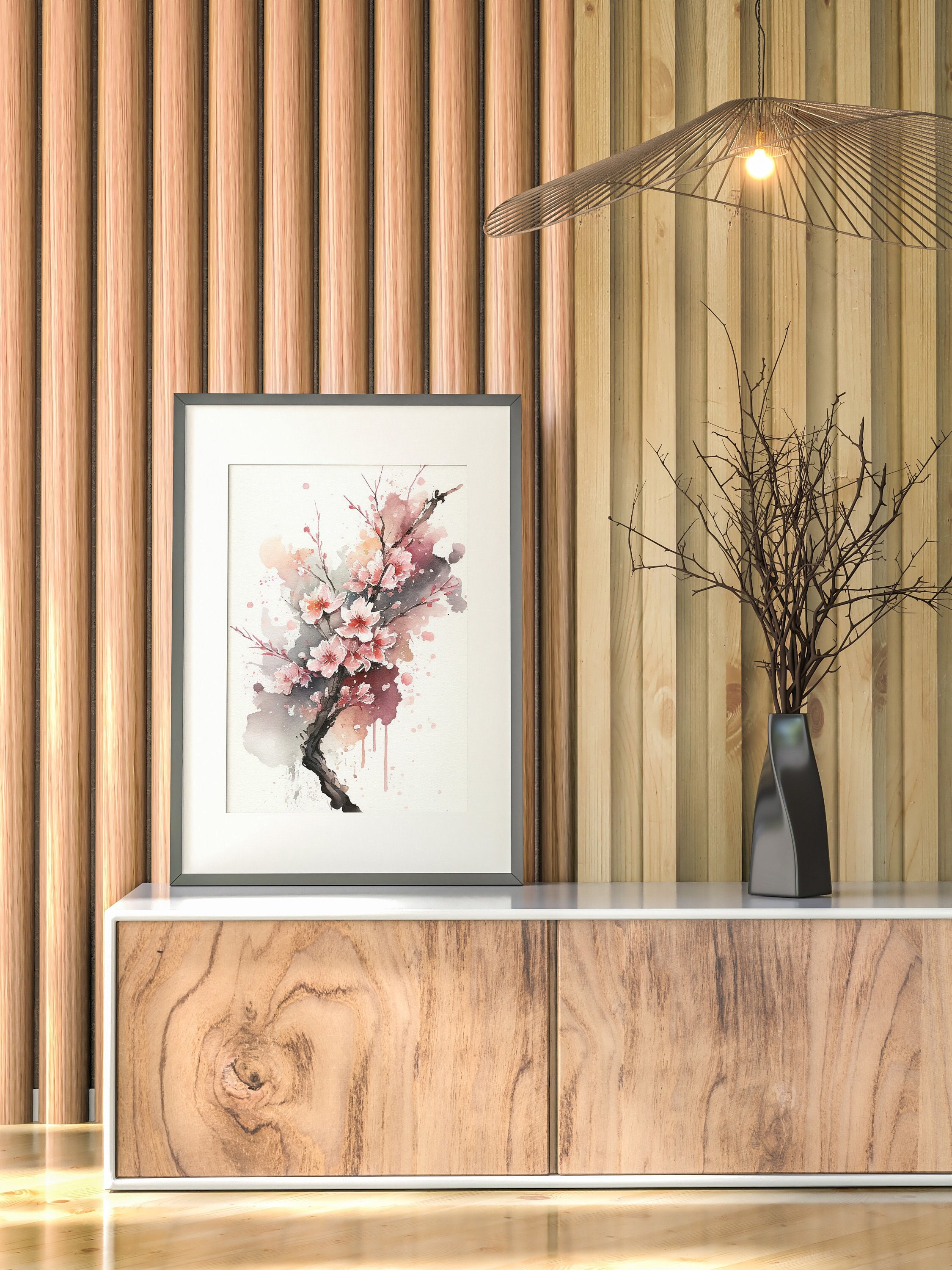 Watercolor Japanese Sakura Blossom Wall Art | Cherry Blossom Flower Art ...
