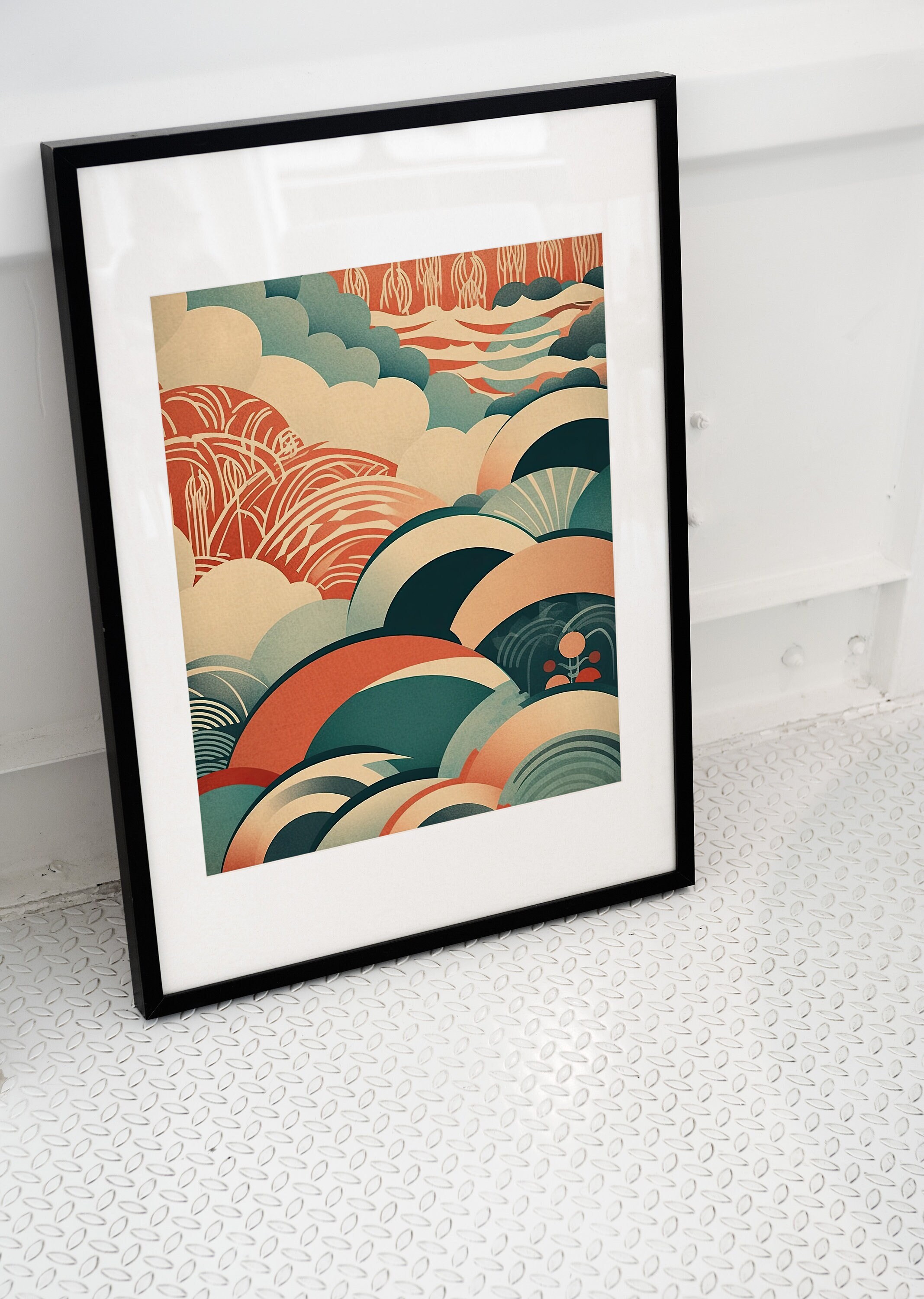 Vintage Japanese Geometric Art | Retro Design Wall Art | Japanese Decor ...