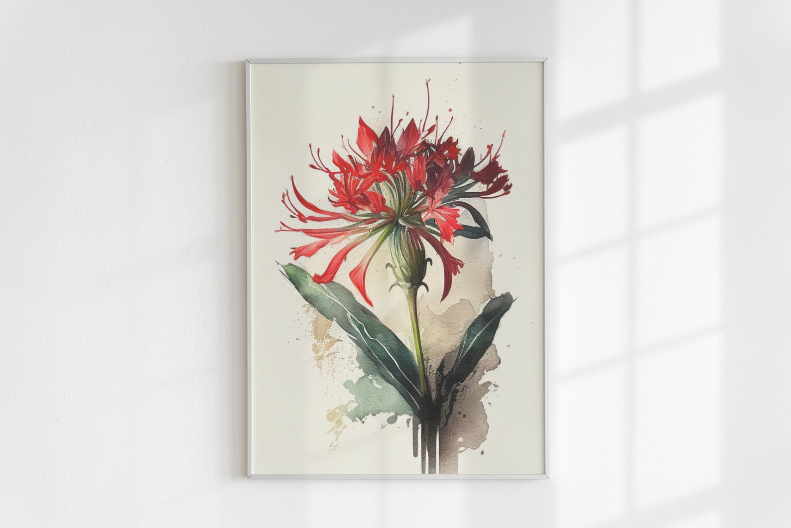 Watercolor Japanese Red Spider Lily Wall Art Spiderlily Flower Print