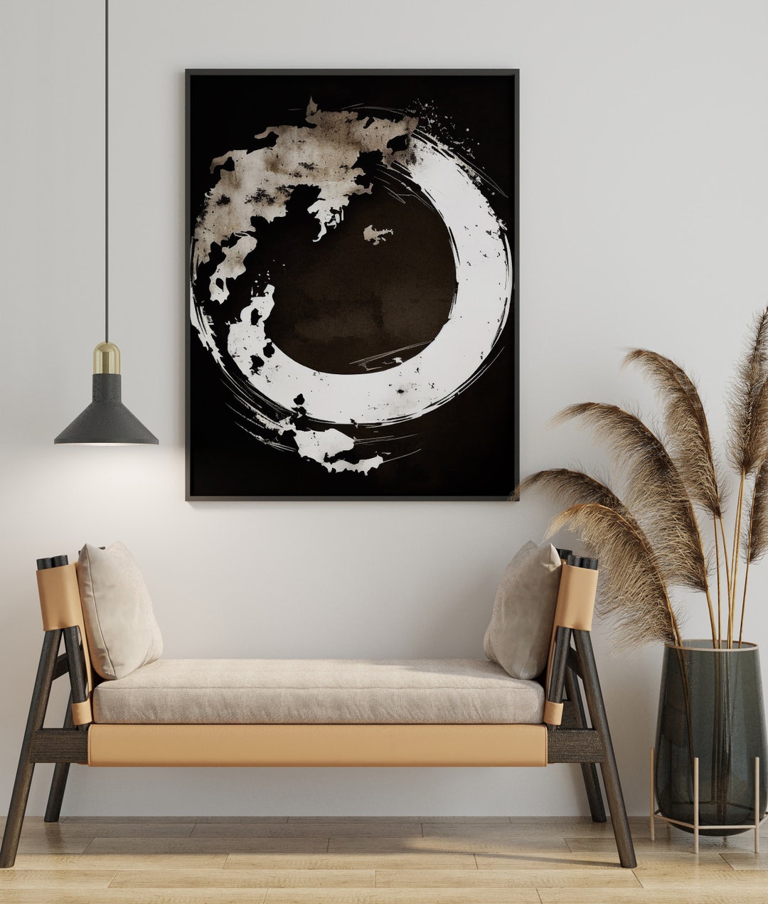 Japanese Enso Circle Wall Art | Dark Moody Wall Print | Zen Abstract ...