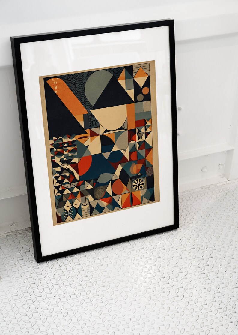 Vintage Japanese Geometric Art Print | Retro Design Wall Art | Japandi ...