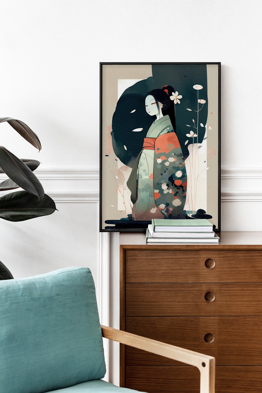 Modern Abstract Japanese Girl Portrait | Contemporary Japanese Wall Art ...