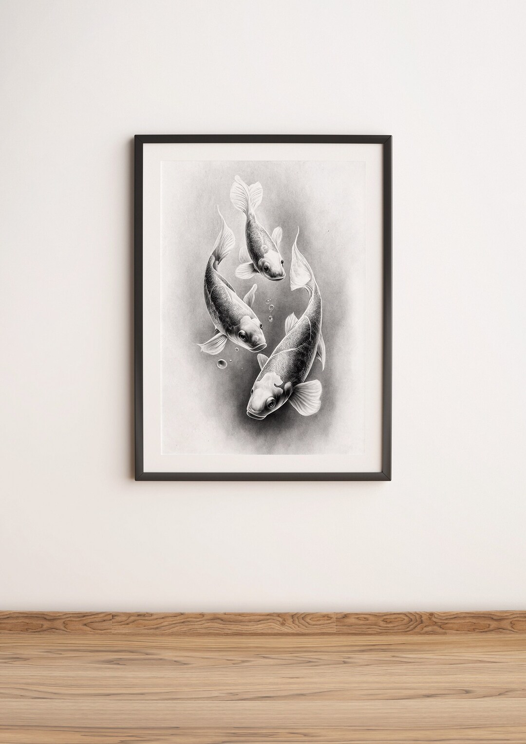 Koi Fish Wall Art | Modern Japanese Art Print | Aquatic Animal Art ...