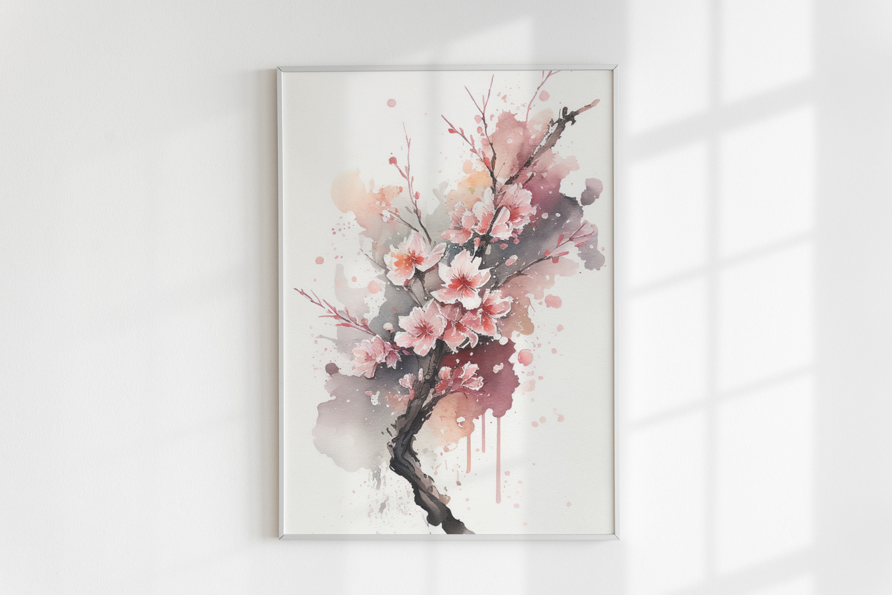 Watercolor Japanese Sakura Blossom Wall Art | Cherry Blossom Flower Art ...