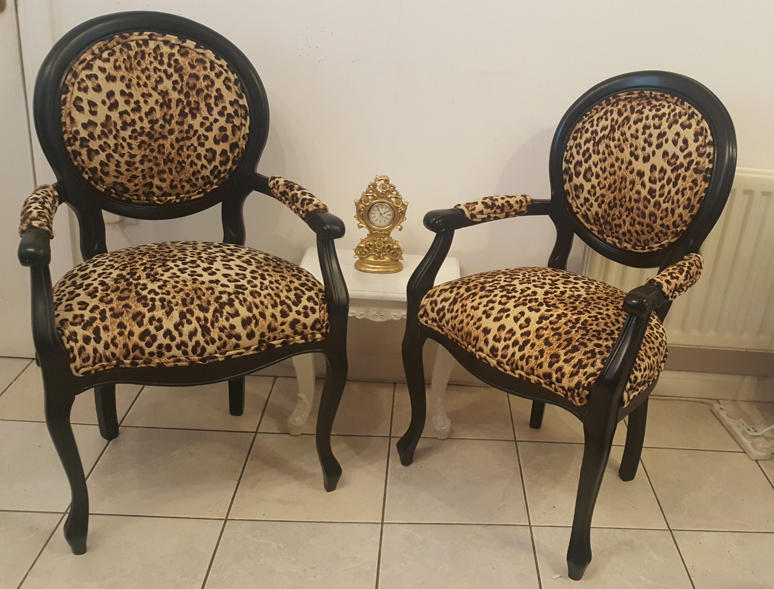 Italian Leopard Print Medallion Black Dining Set - Etsy