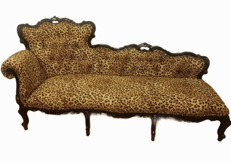 RARE Vintage Leopard Print Black CHAISE LOUNGE( Favoured More Than 50X ...