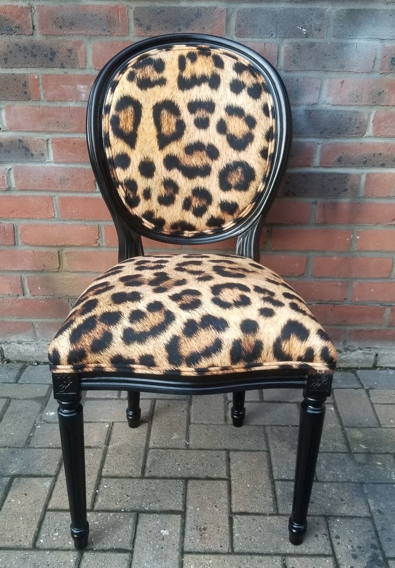 Unique French Leopard Print Black Accent Chair - Etsy UK