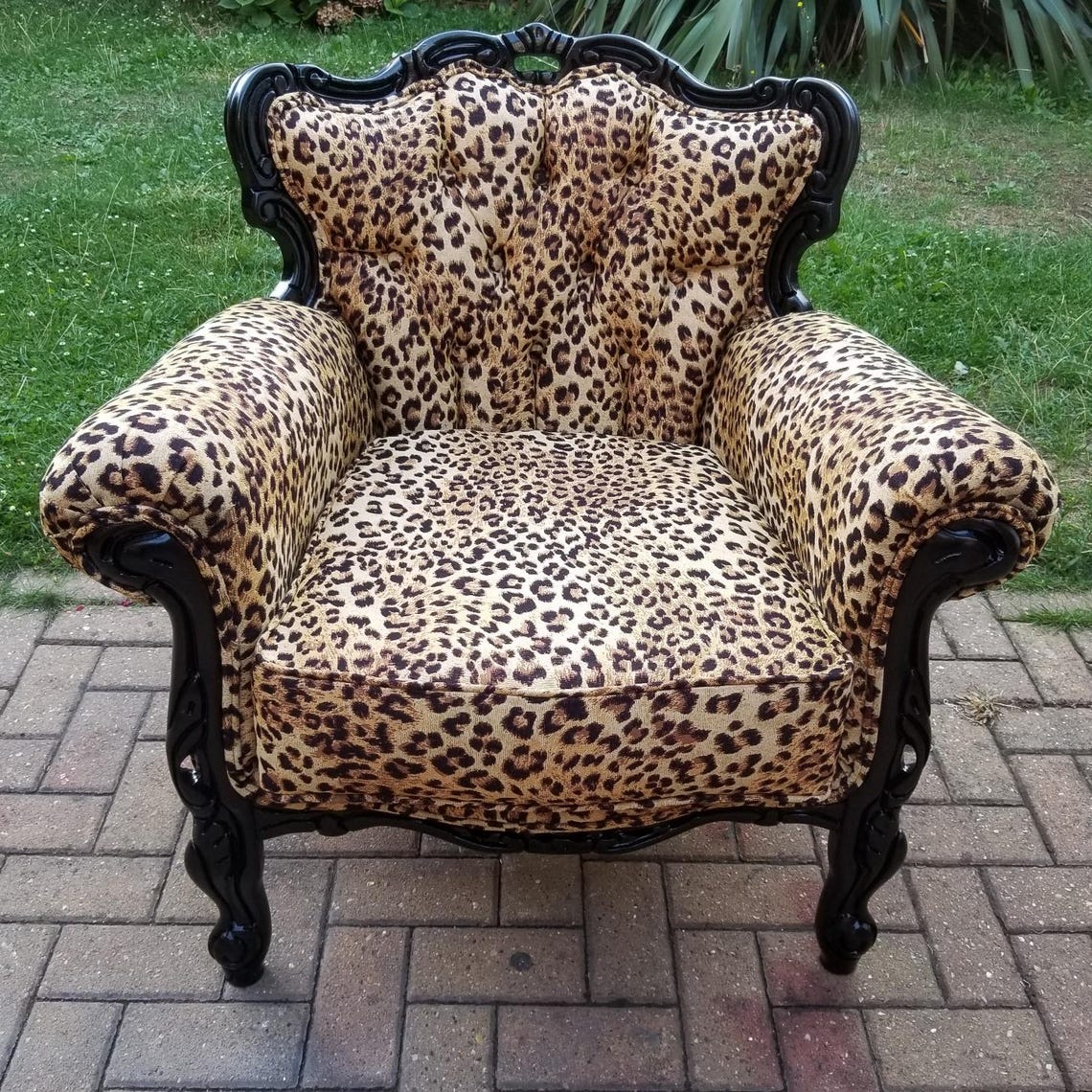 RARE Vintage Leopard Print Black CHAISE LOUNGE( Favoured More Than 100X ...