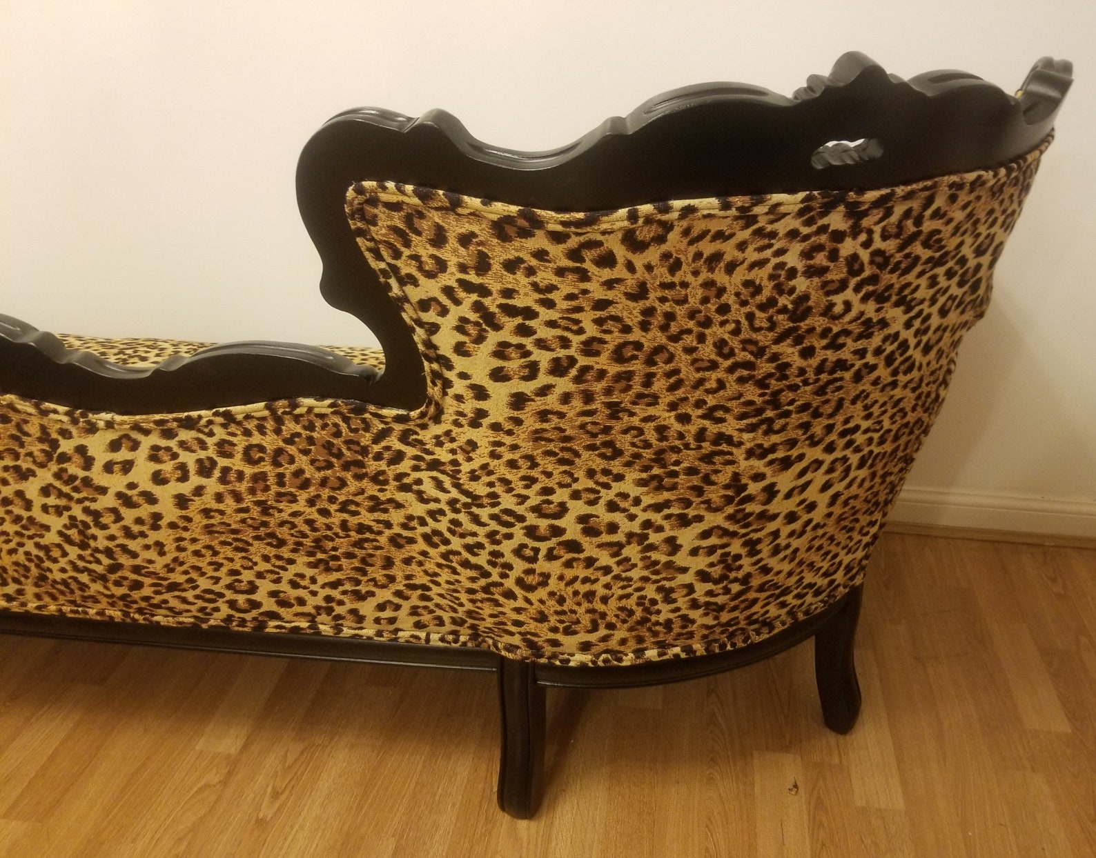 RARE Vintage Leopard Print Black CHAISE LOUNGE( Favoured More Than 50X ...