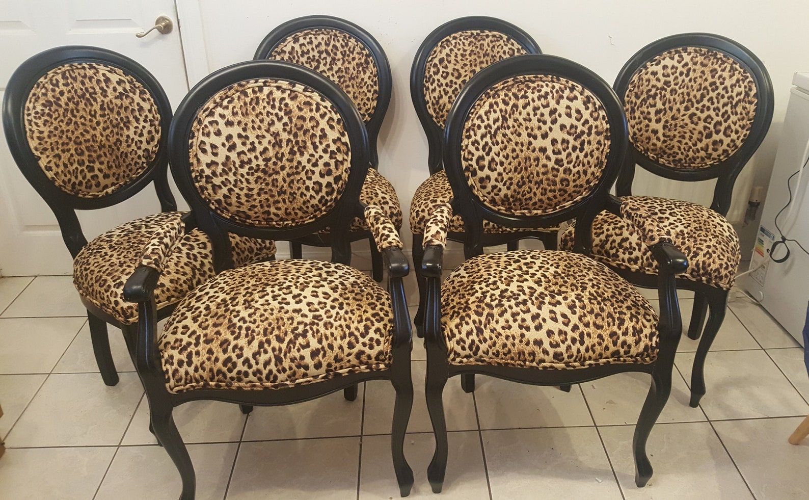 Italian Leopard Print Medallion Black Dining Set - Etsy