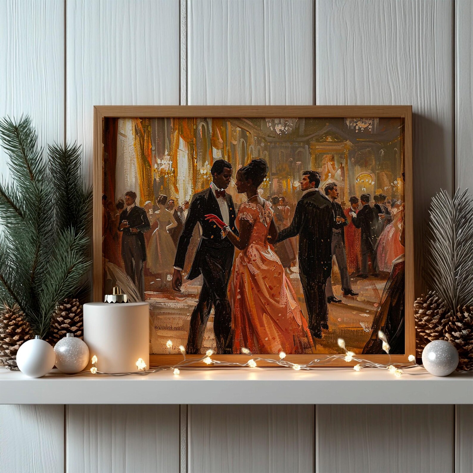 Bridgerton-inspired Oil Painting Regency Era Ball Home Decor Mixed Race ...