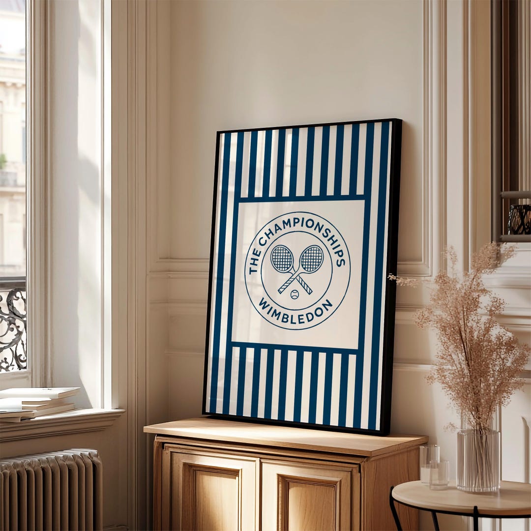 Tennis Wall Art Wimbledon Poster Blue Striped Print the Championships ...