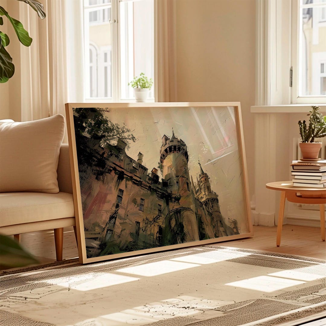 Medieval Towering Turrets Castle Wall Art Victorian Gothic Architecture ...