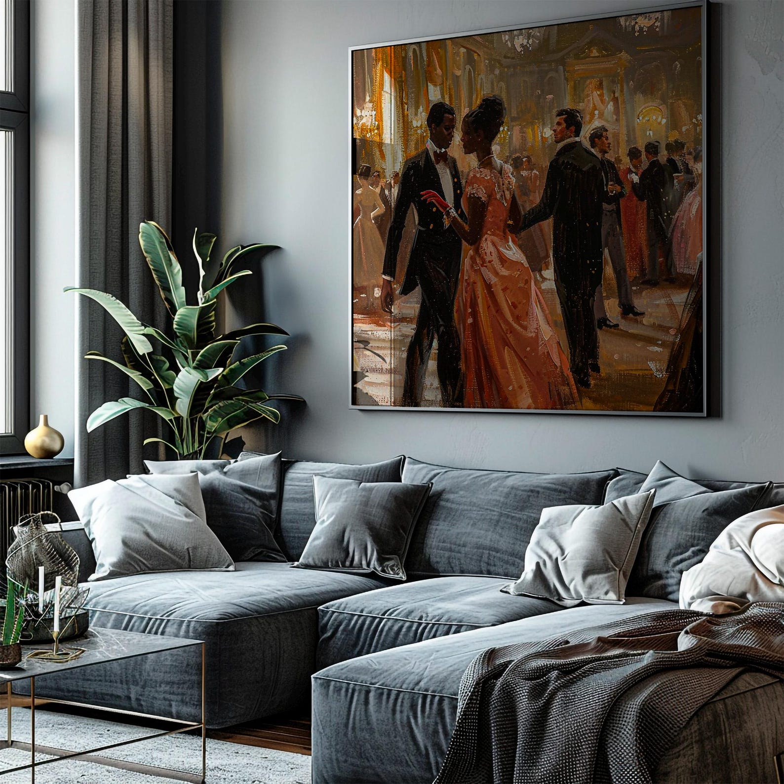 Bridgerton-inspired Oil Painting Regency Era Ball Home Decor Mixed Race ...