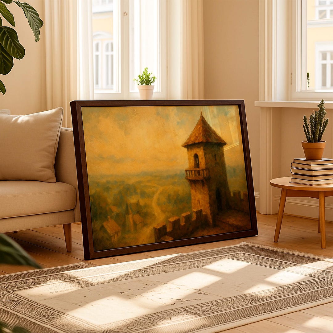 Medieval Watchtower Wall Art Print Castle Lookout Framed Canvas ...