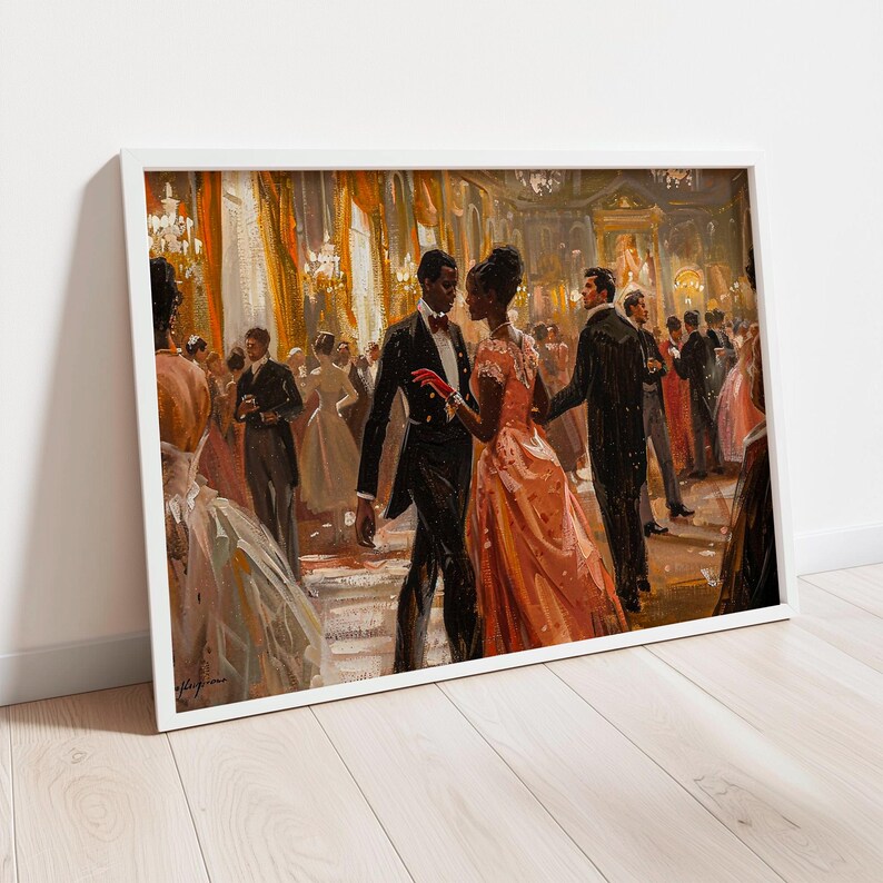 Bridgerton-inspired Oil Painting Regency Era Ball Home Decor Mixed Race ...