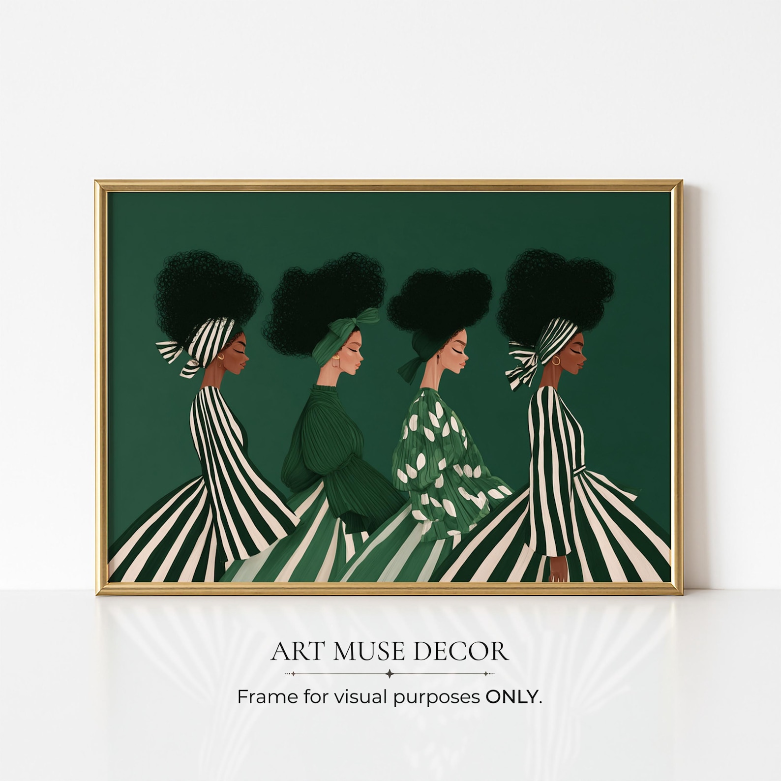 Modern Afrocentric Wall Art: Female Figures Black Painting Print ...