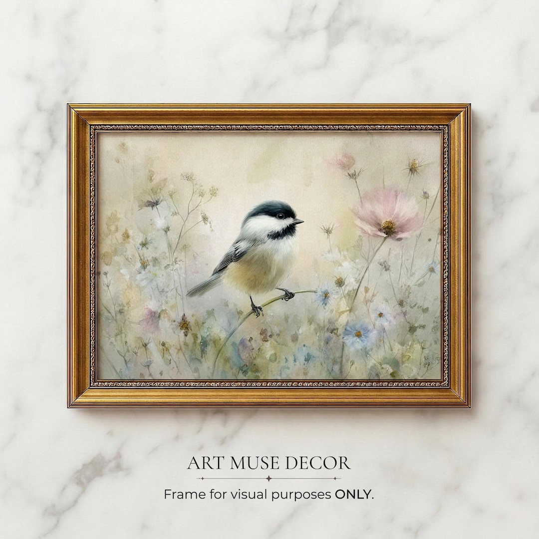 Spring Chickadee Watercolor Print: Vintage French Country Wall Art ...