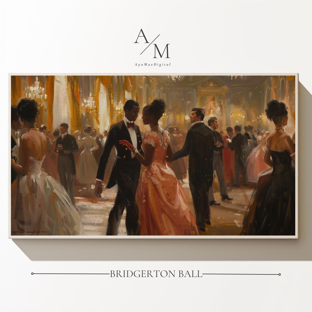 Bridgerton-inspired Oil Painting Regency Era Ball Home Decor Mixed Race ...
