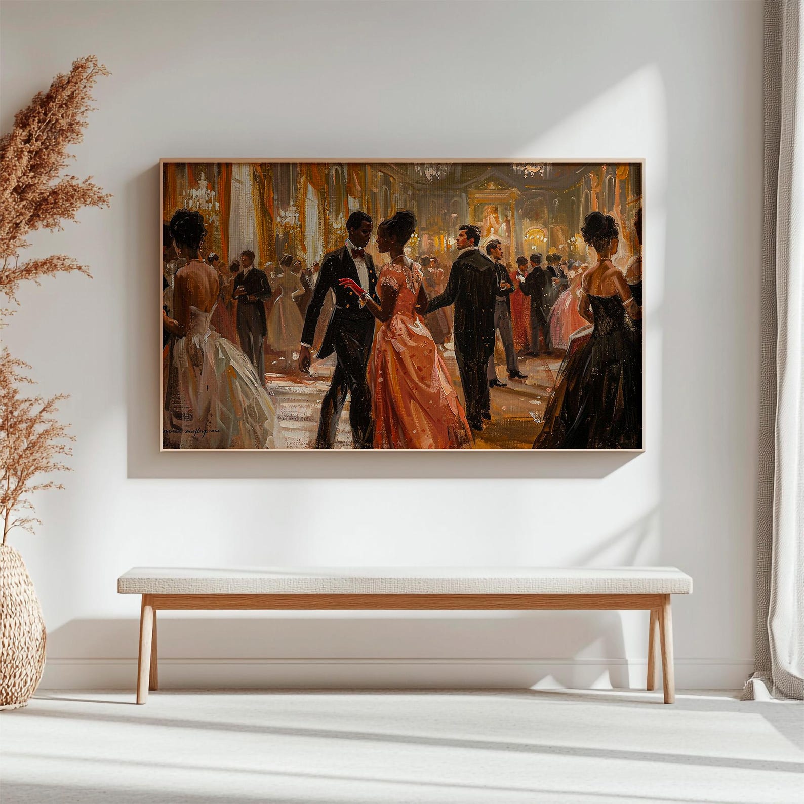 Bridgerton-inspired Oil Painting Regency Era Ball Home Decor Mixed Race ...