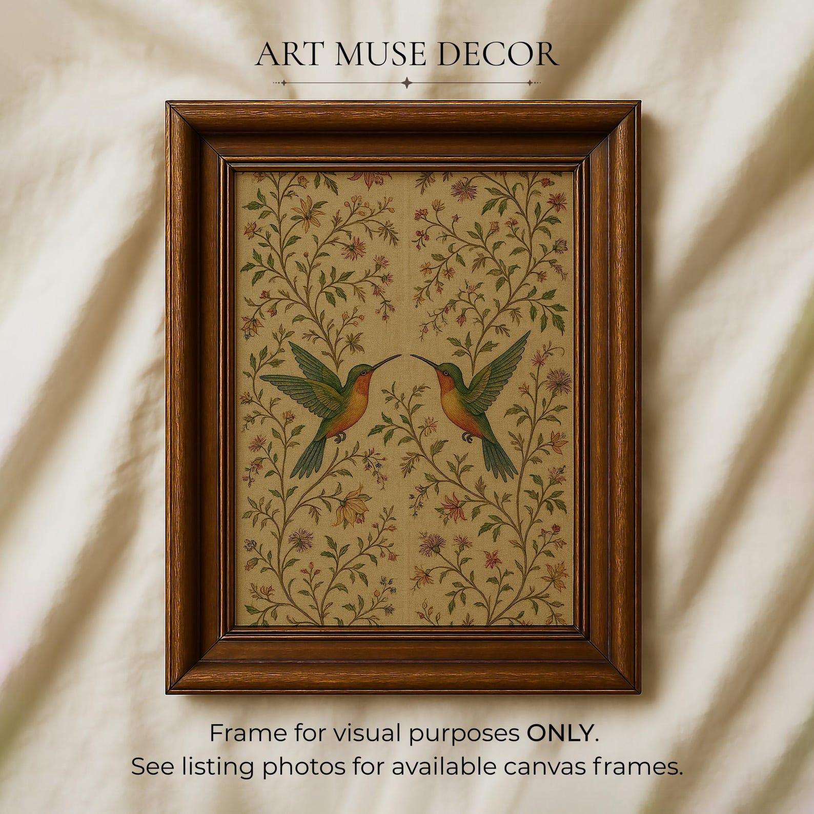 Vintage Hummingbird Tapestry Print: Botanical Folk Art Wall Hanging - Etsy