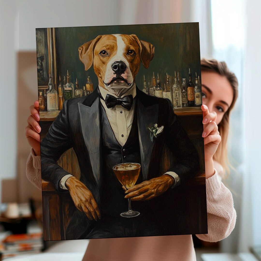 Custom Art Deco Pet Portrait: Personalized Dog or Cat Painting - Etsy