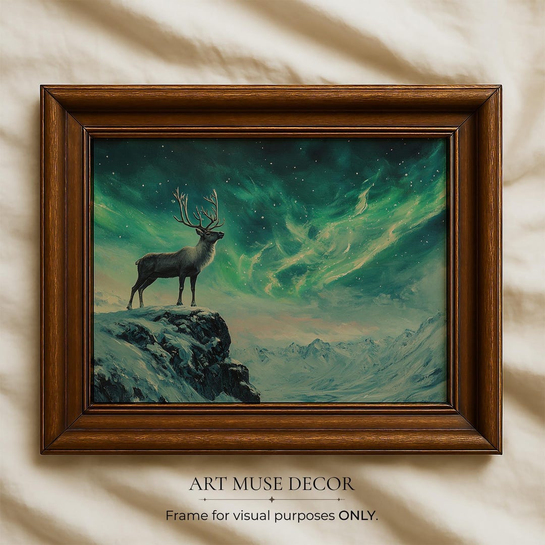 Reindeer Northern Lights Print, Iceland Wall Art, Winter Landscape ...