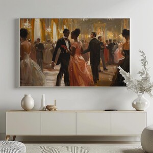 Bridgerton-inspired Oil Painting Regency Era Ball Mixed Race Socialites ...
