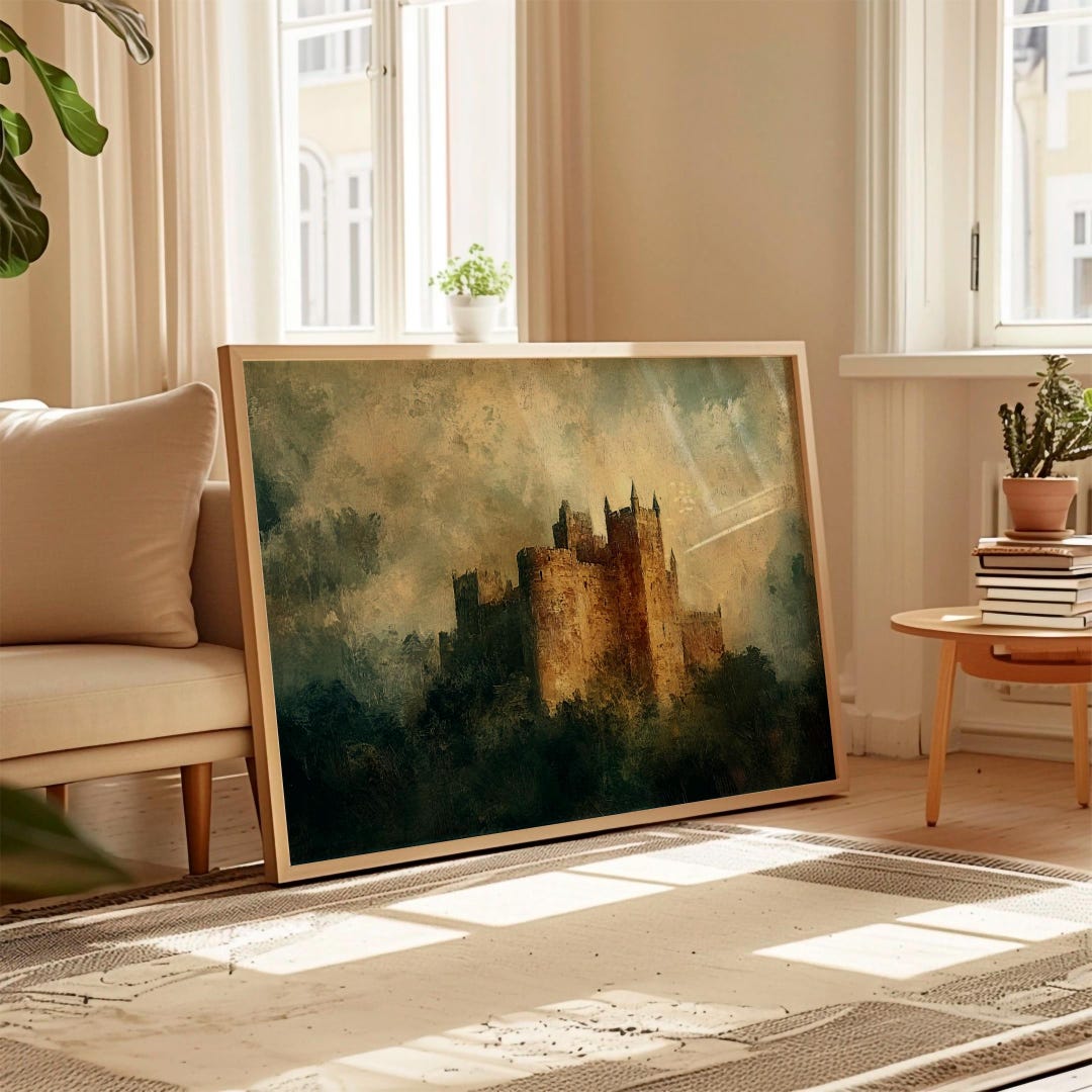 Medieval Castle Wall Art Misty Gothic Victorian Castle Oil Painting ...