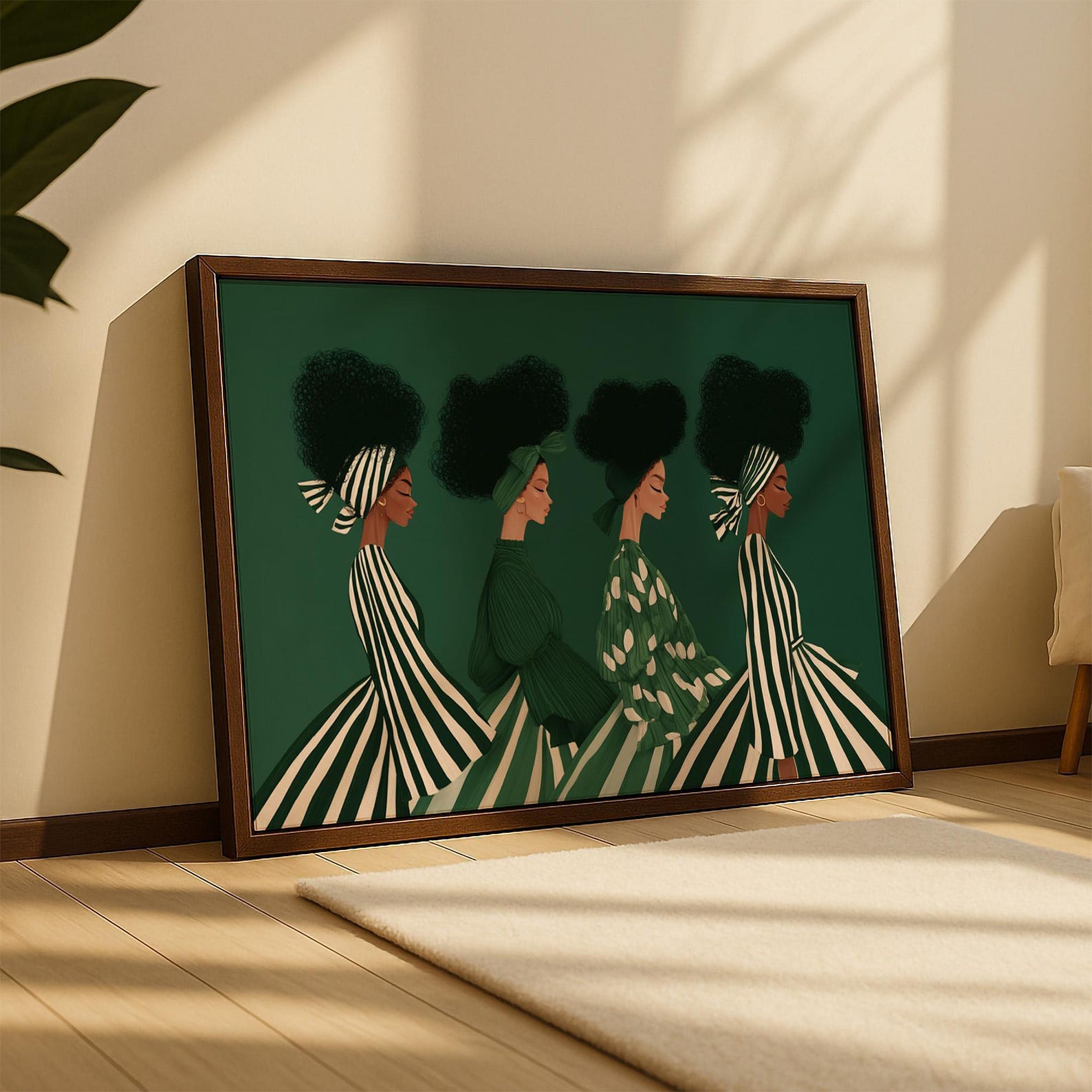 Modern Afrocentric Wall Art: Female Figures Black Painting Print ...