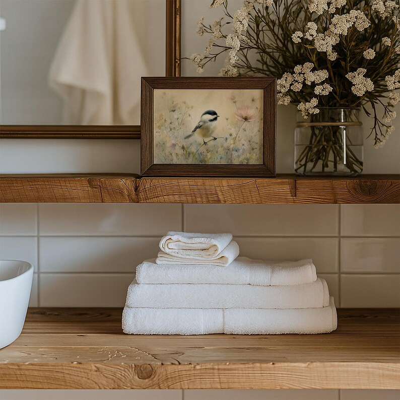 Spring Chickadee Watercolor Print: Vintage French Country Wall Art ...