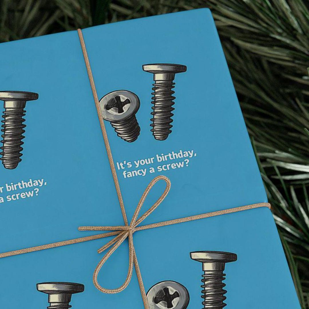 Funny Birthday Gif Wrapping Paper: i Love You, Fancy a Screw, Birthday ...