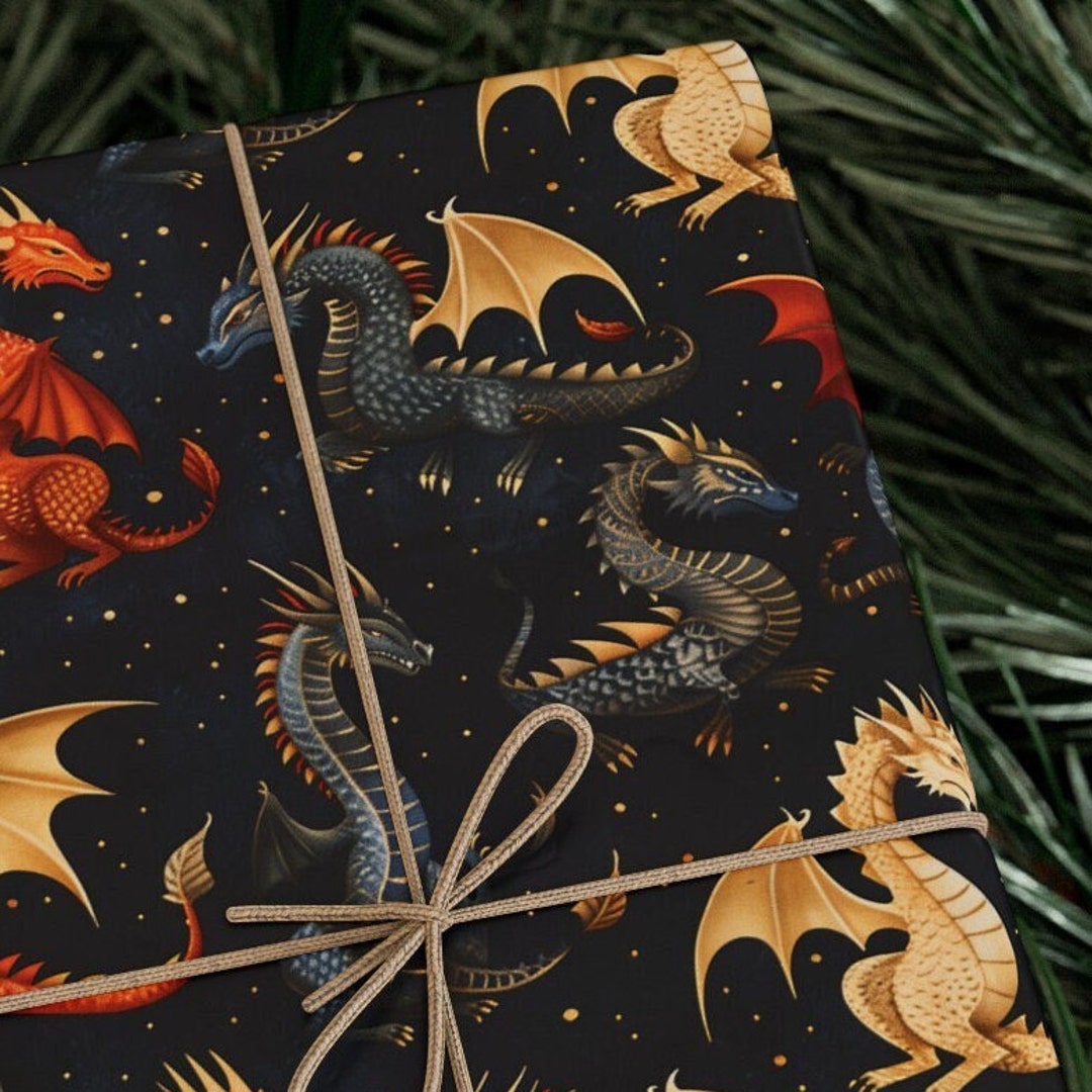 Medieval Dragon Gift Wrapping Paper Medieval Wrapping Paper Magical ...