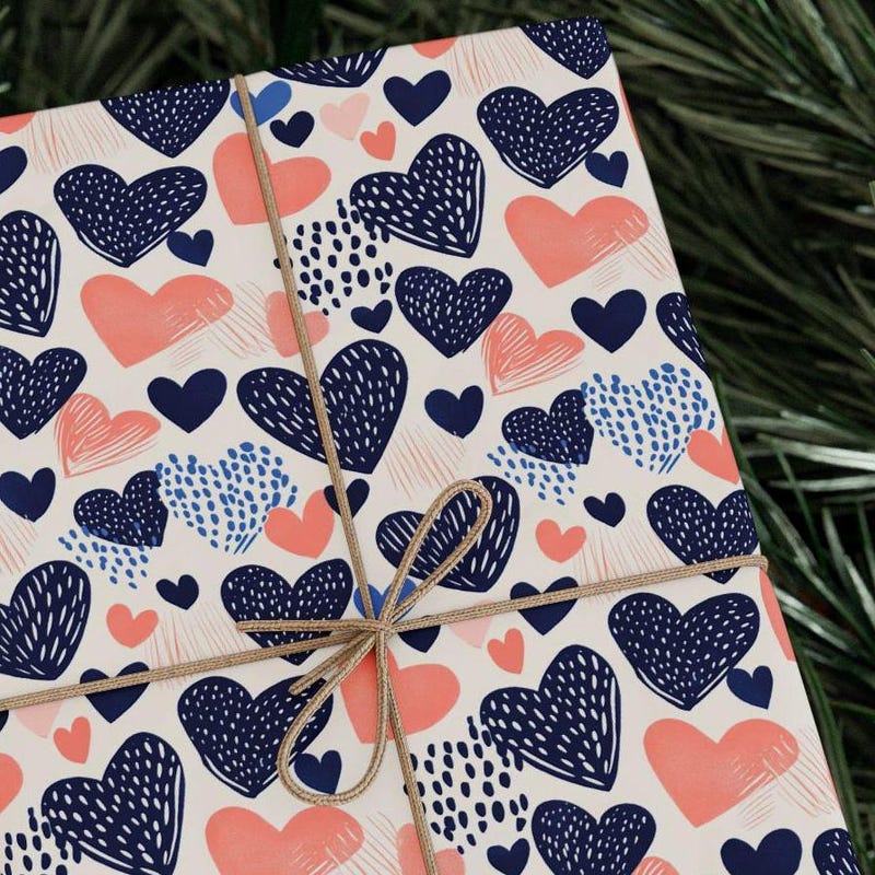 Hearts Wrapping Paper - Etsy