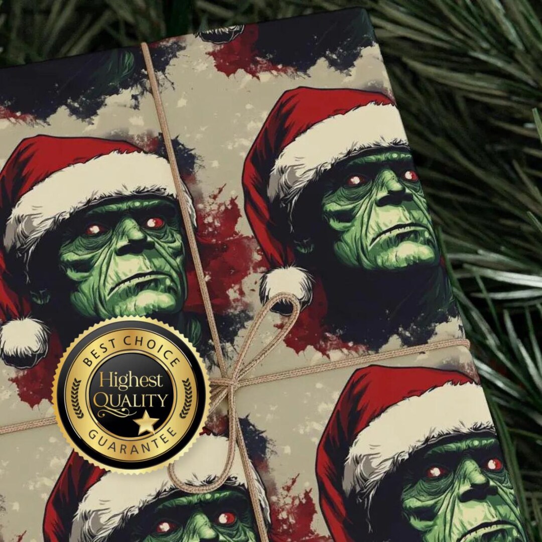 Christmas Frankenstein Wrapping Paper Christmas Frankensein Gift Wrap ...