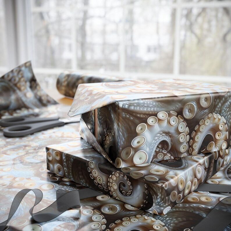 Tentacle Gift Wrapping Paper Octopus Gift Wrap With White Tenticle ...