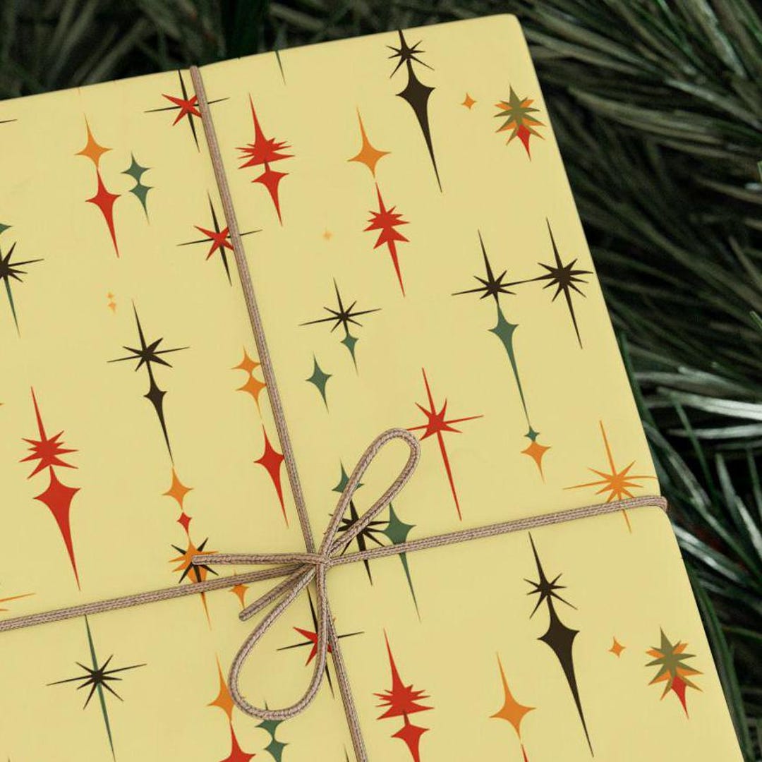 Mid Century Modern Christmas Wrapping Paper, Retro Christmas Wrap ...