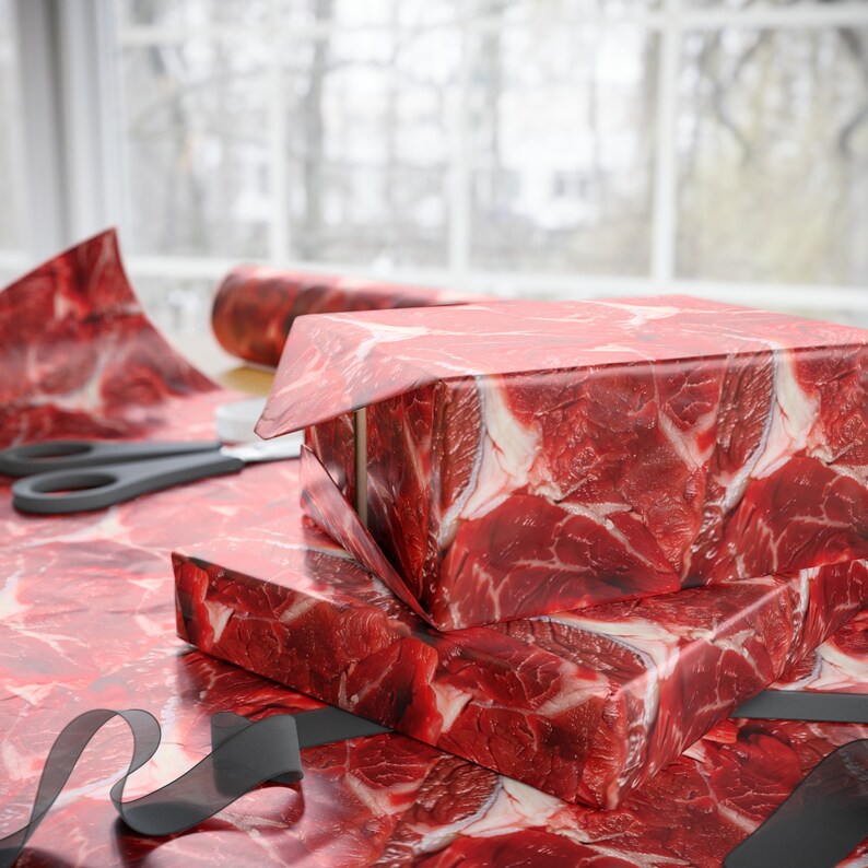 Raw Meat Wrapping Paper Novelty & Gag Gift Wrap Themed Gift Wrap for ...