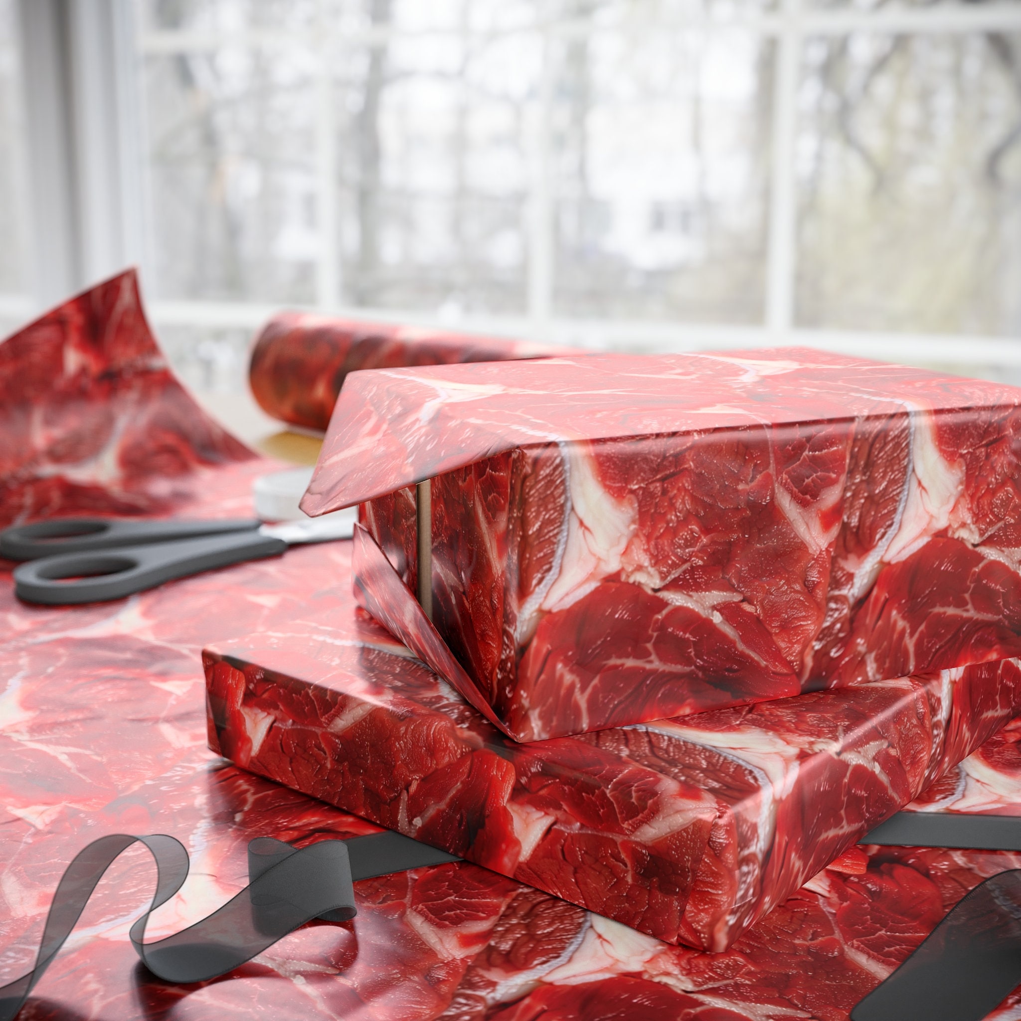 Raw Meat Wrapping Paper Novelty & Gag Gift Wrap Themed Gift Wrap for ...