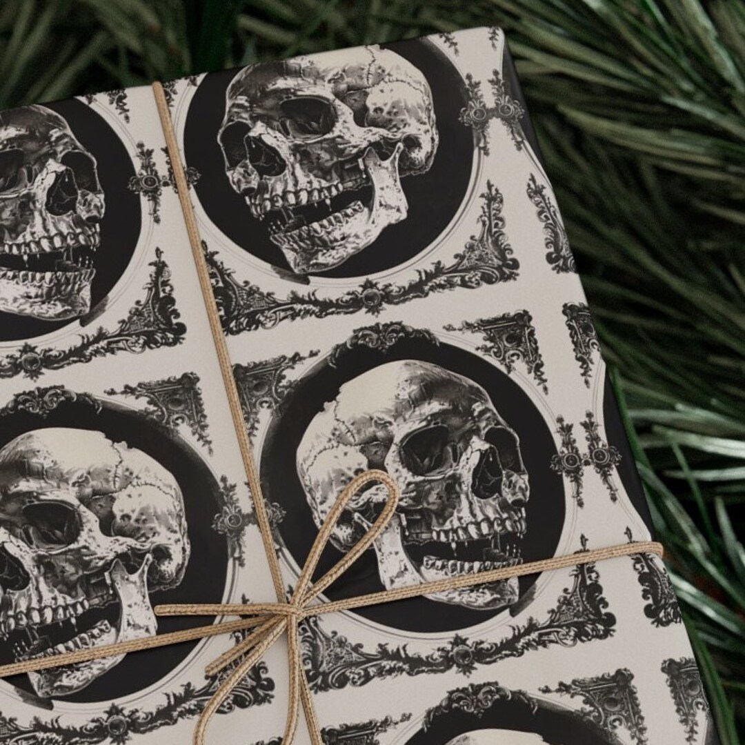 Horror Wrapping Paper Dark Goth Giftwrap Gothic Skull Wrapping Paper ...
