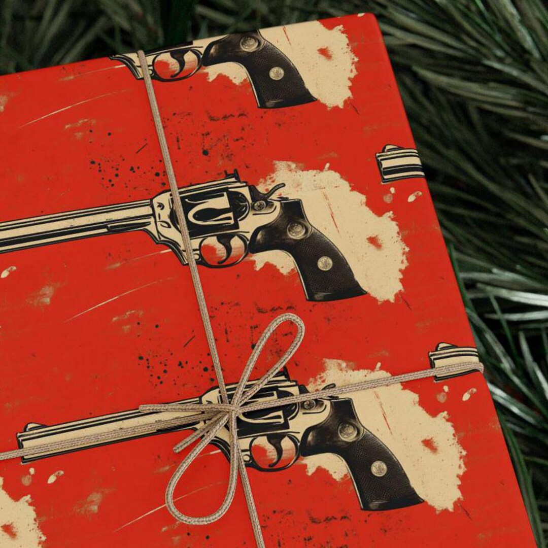 Vintage Gun Wrapping Paper, Pistol Gift Wrap, Firearm Gift Paper Gun ...