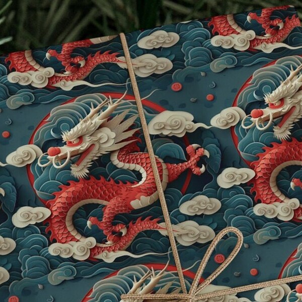 Chinese Dragon Wrapping Paper - Etsy