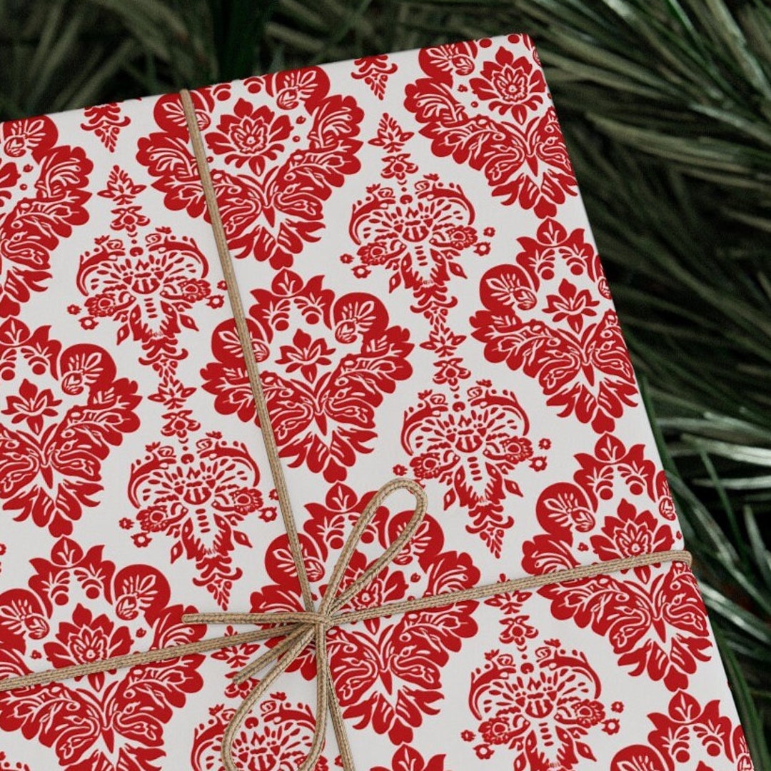 Vintage Wrapping Paper Wedding Wrapping Paper Red Damask Luxury ...