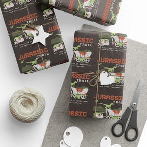 Jurassic Park Wrapping Paper Dinosaur Wrap Funny Gift Wrap Velociraptor ...