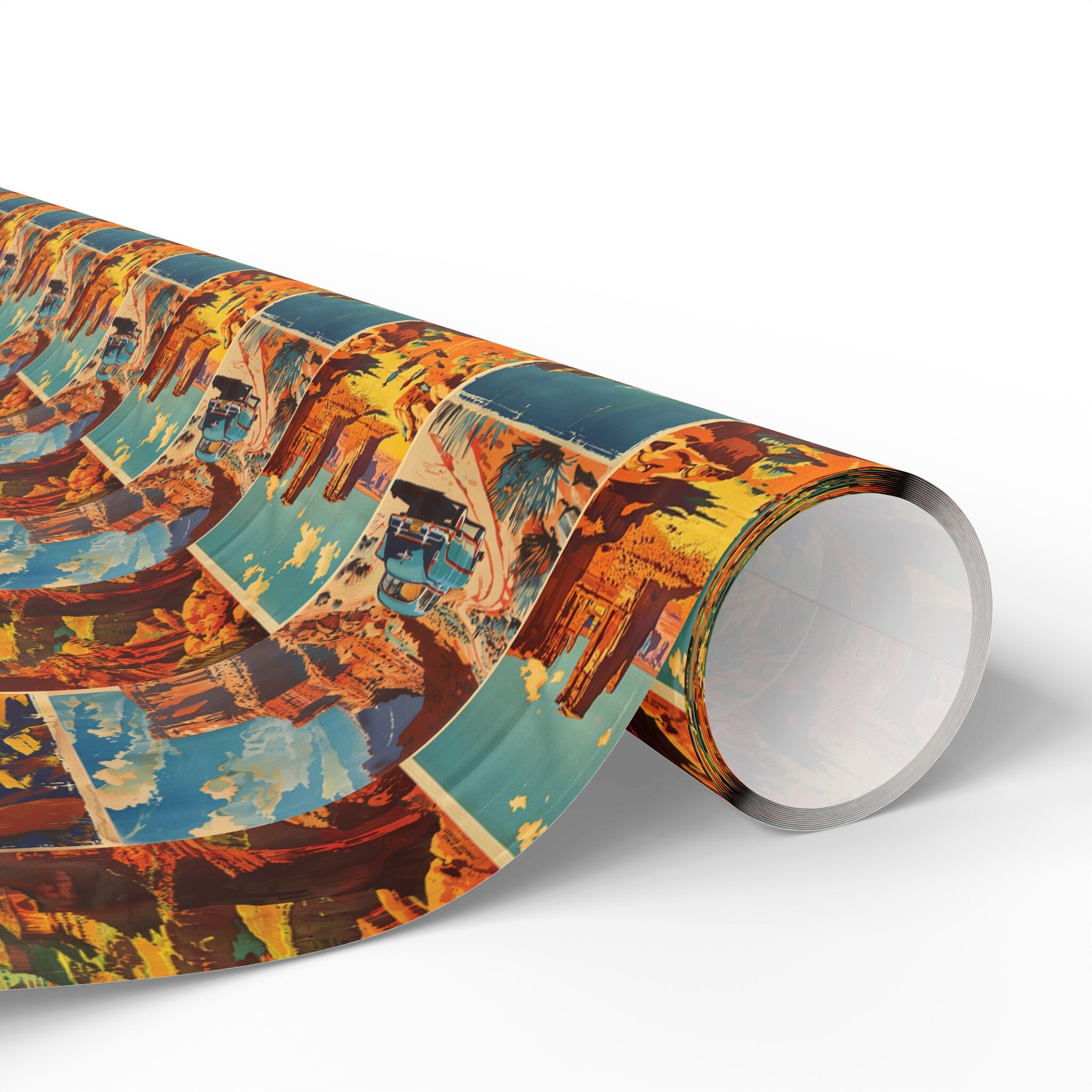 Desert Poster Gift Wrapping Paper Gift Wrap for Nostalgic, Throwback 50 ...