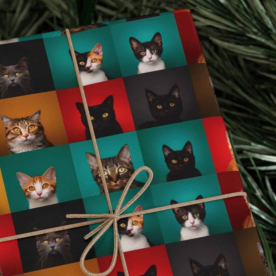 Colorful Cats Wrapping Paper Fun and Playful Gift Wrap for Cat Lovers ...